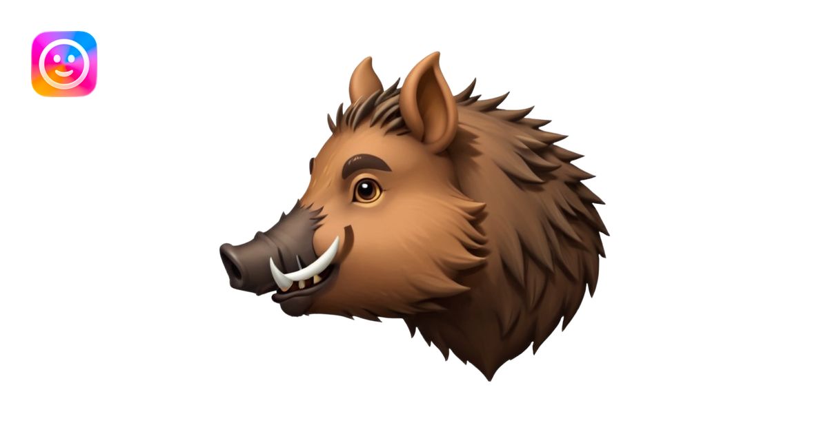 Wild boar face side view with more and more long tusks emoji realistic ...