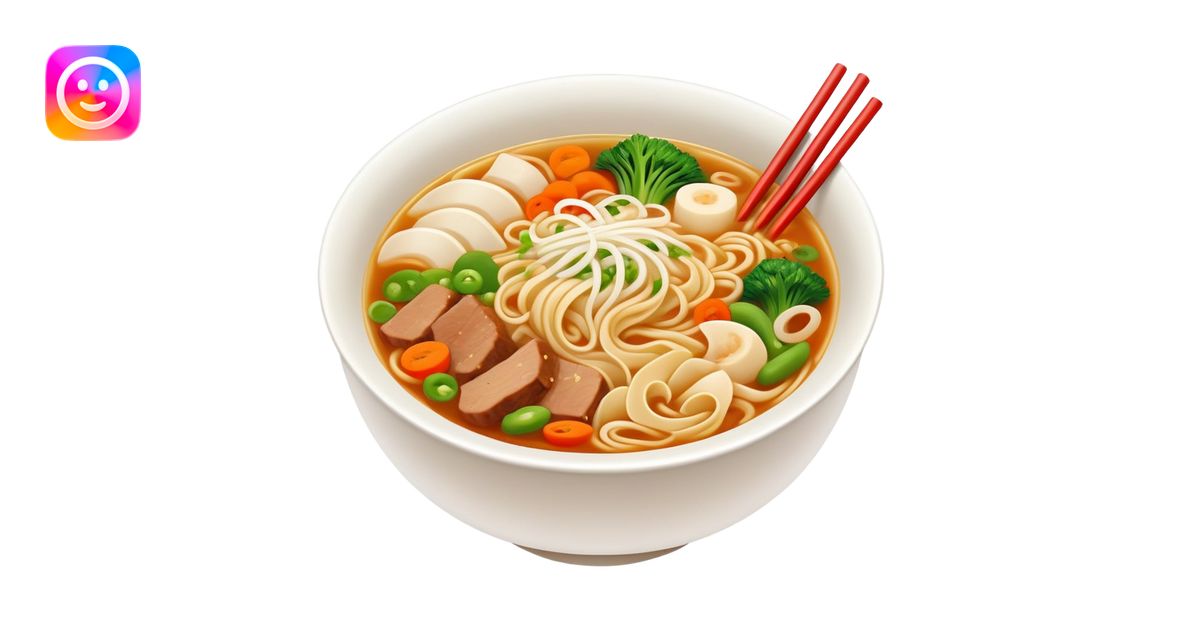 Henan Stewed Noodles with clear soup and vegetables, simplified emoji ...
