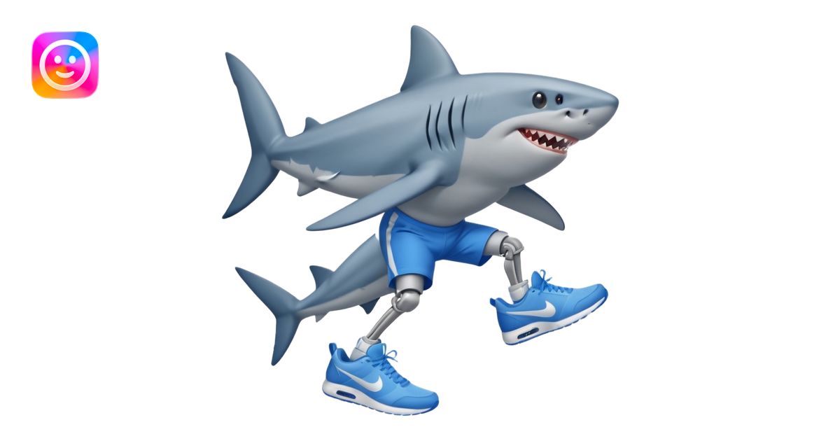 Shark with legs wearing blue Nikes and nothing else emoji | AI Emoji ...