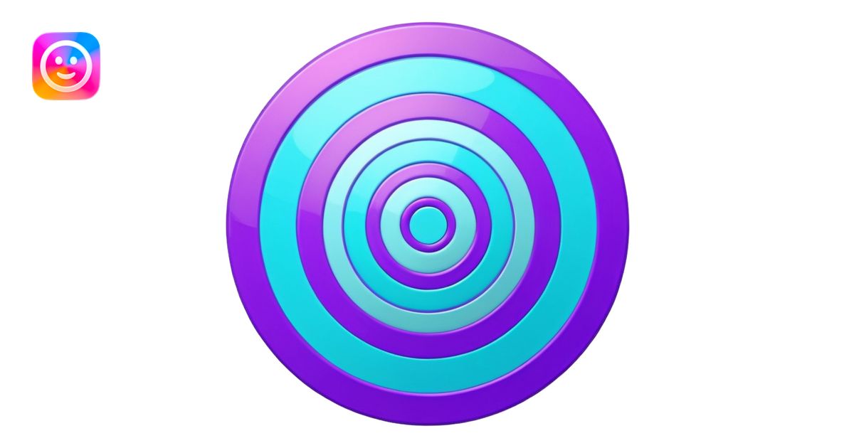 Symbolic bullseye target emoji, flat design, concentric circles, neon ...