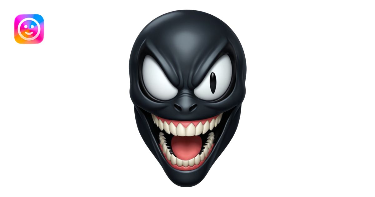 Venom symbiote smiling (smaller) emoji | AI Emoji Generator