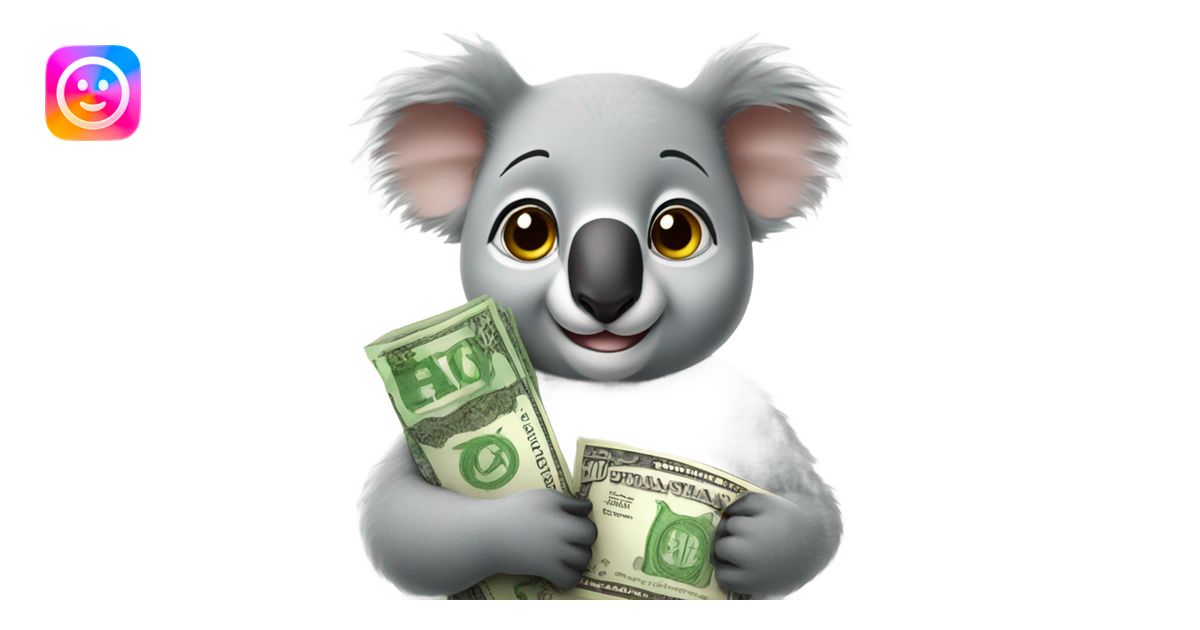 Koala with money bag emoji | AI Emoji Generator