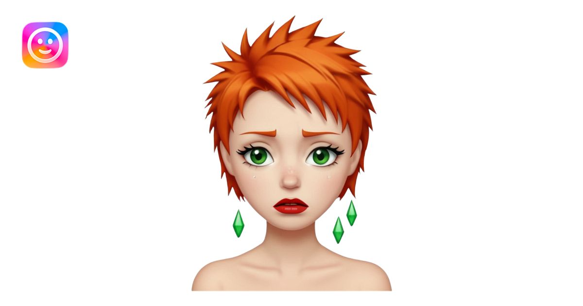 Short spikey Ginger hair, green eyes, black long eye lashes large red ...