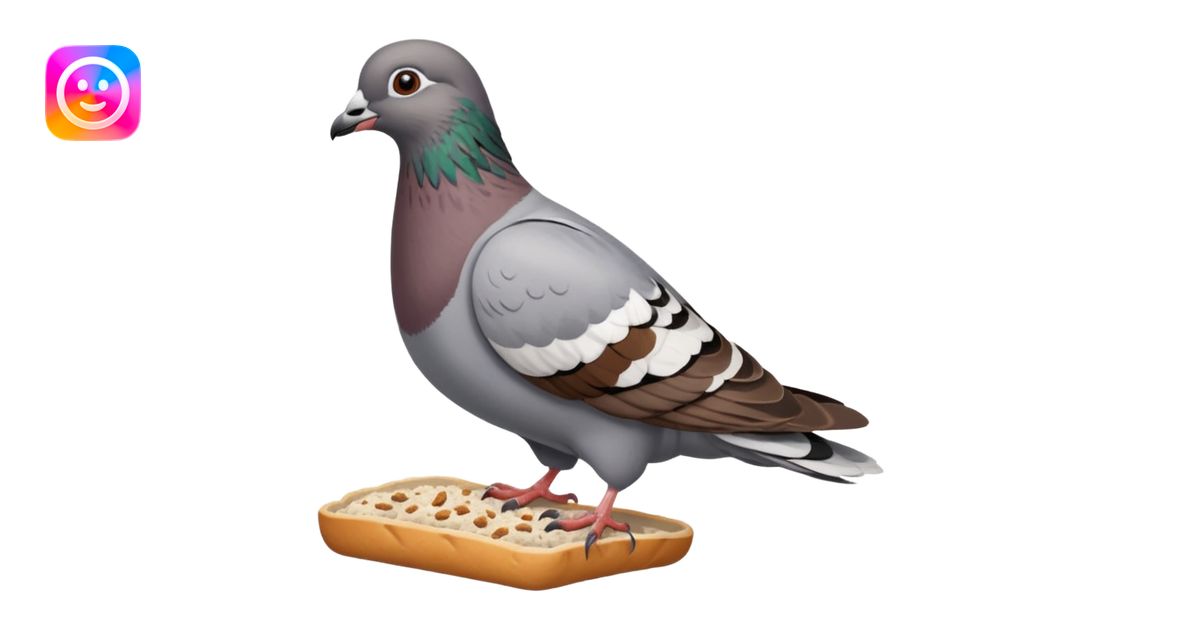 Pigeon + crumb trail, Street Wildlife. emoji | AI Emoji Generator