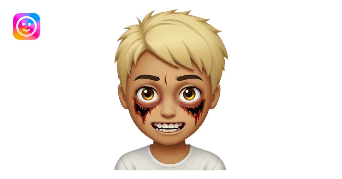 Teenager. Short buzz, messy blonde hair. Dark brown bushy eyebrows ...