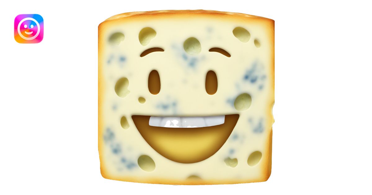 WIDE LAUGH ON A BLUE CHEESE EMOJI emoji | AI Emoji Generator