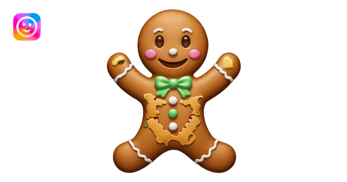 Gingerbread Man with icing smile emoji | AI Emoji Generator