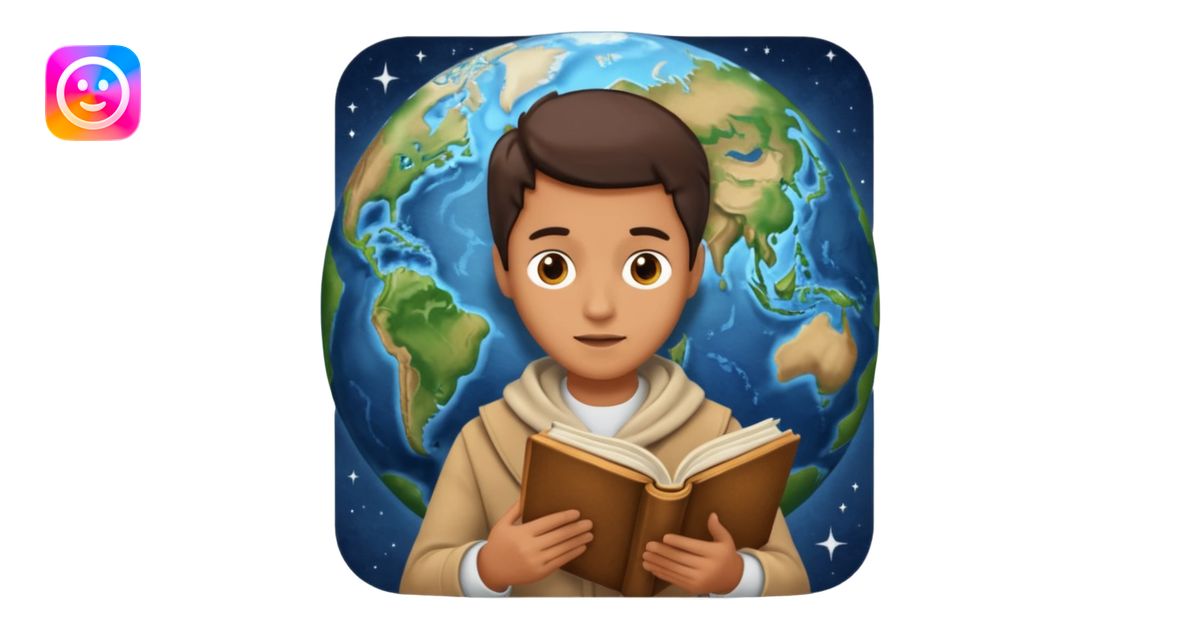 someone who is reading a book to learn the history of our planet emoji ...