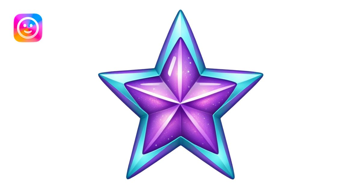 glitter purple and cian star emoji | AI Emoji Generator