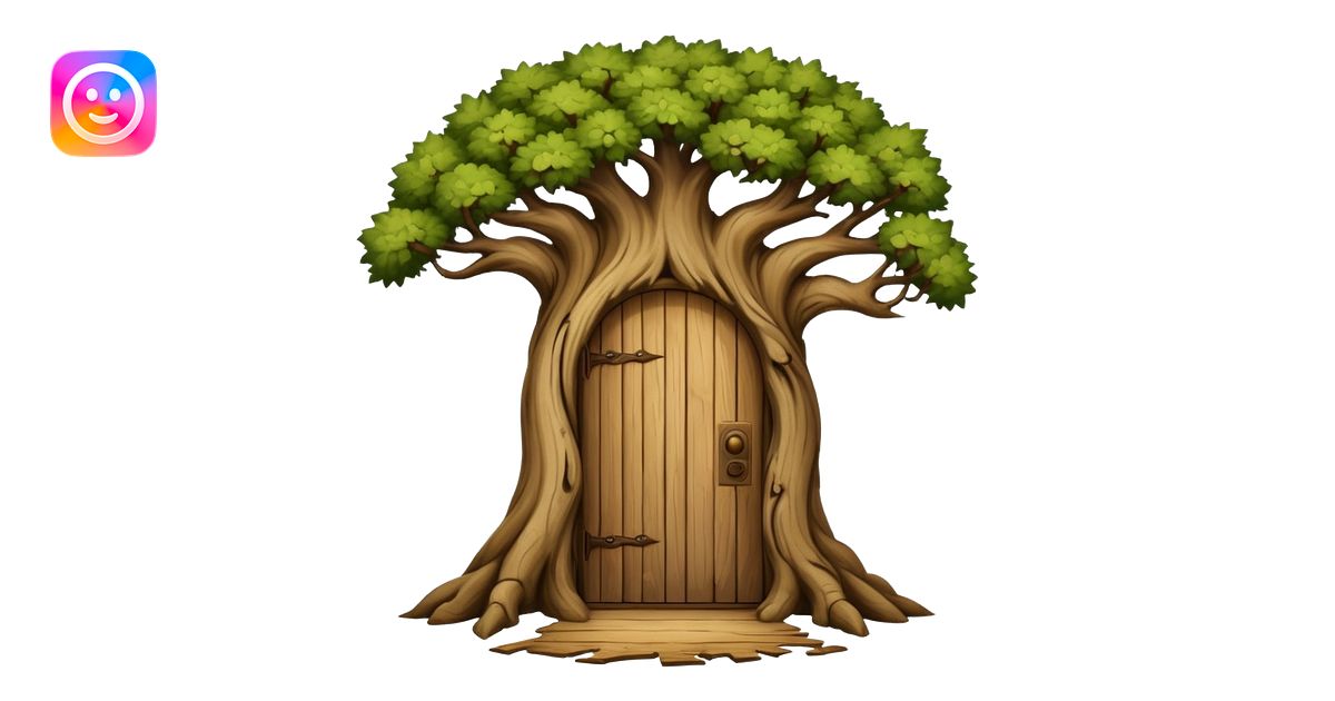 large and old bitch tree with door emoji | AI Emoji Generator