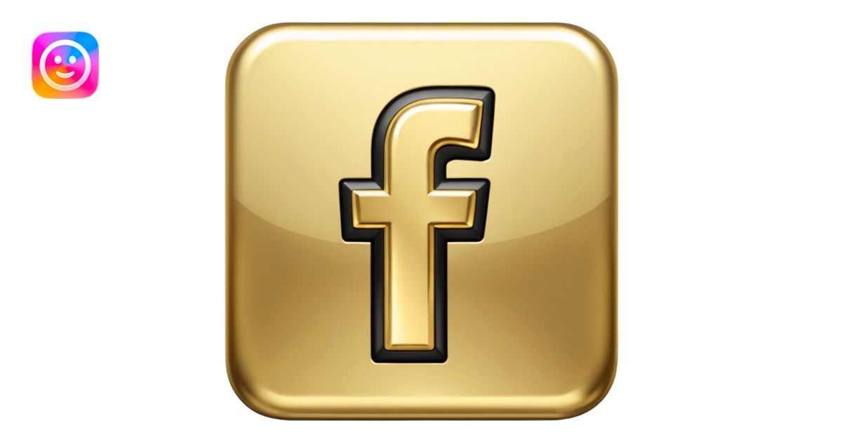 One single shiny Gold and black facebook icon, png, no background, no ...