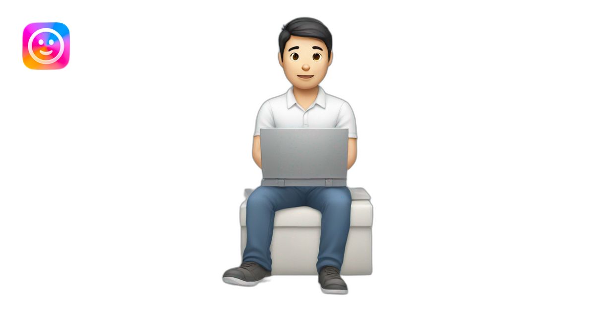 Asian white man with computer with taking lot of responsibility of work ...