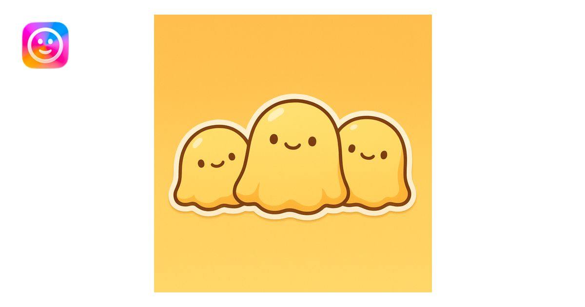 minimalist animation emoji: three cute yellow jelly creatures with ...