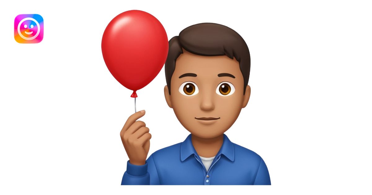Man holding red balloon emoji | AI Emoji Generator
