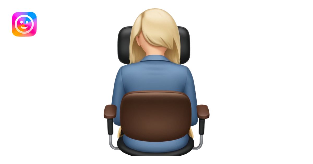 Back of head woman sitting on an office chair emoji | AI Emoji Generator