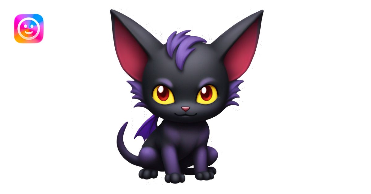 Cool Cute Edgy Dark Black Red Purple Batty Chibi Noibat-Cat-Pokémon ...