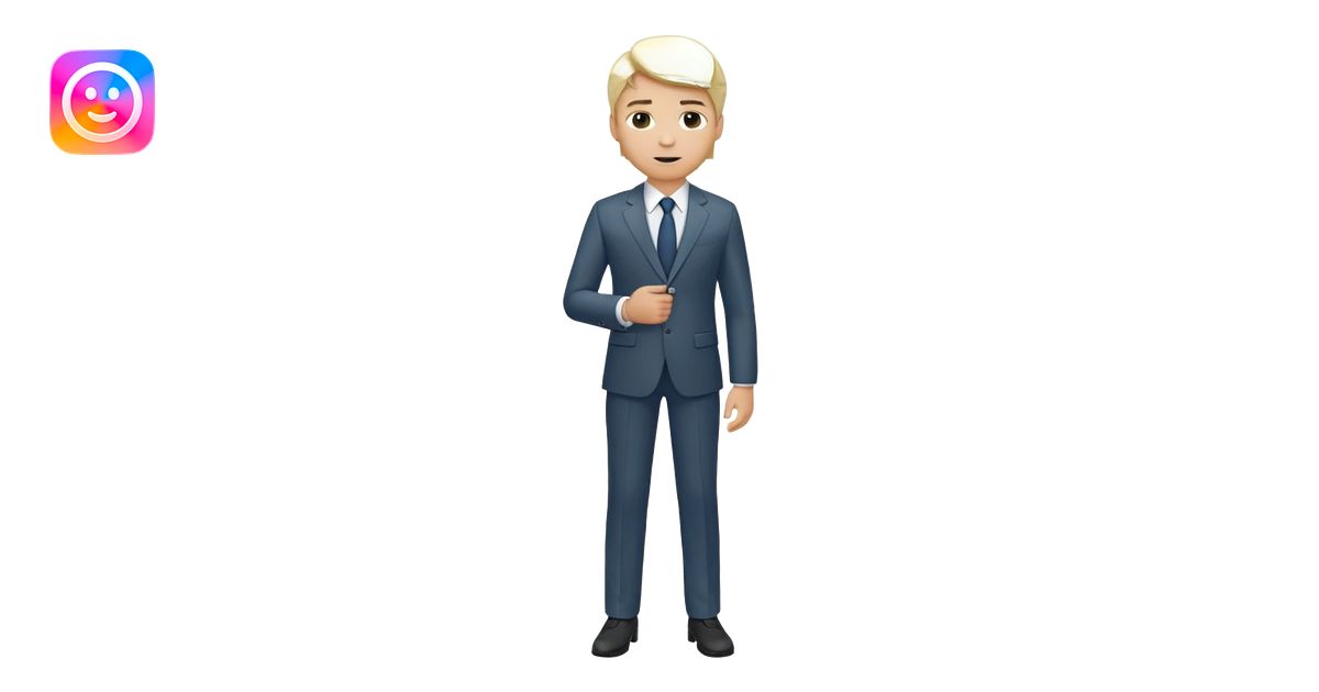 BLONDE HAIR LIGHT SKIN MAN FULL BODY BOSS emoji | AI Emoji Generator