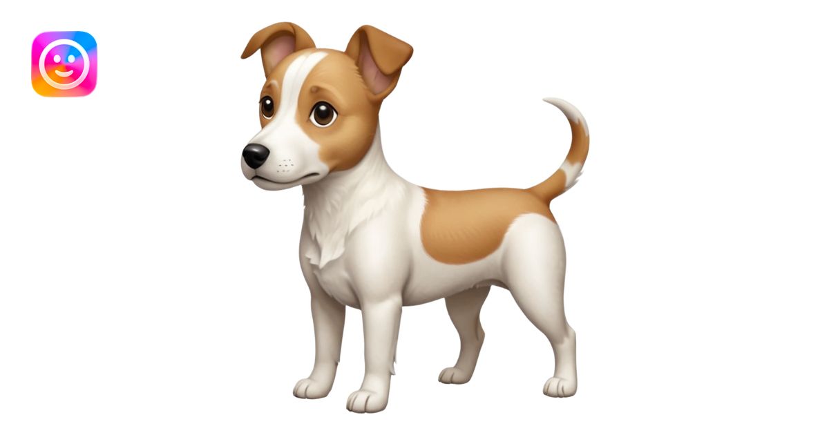 a full body facing front on of a buff white beagle cross jack russell ...