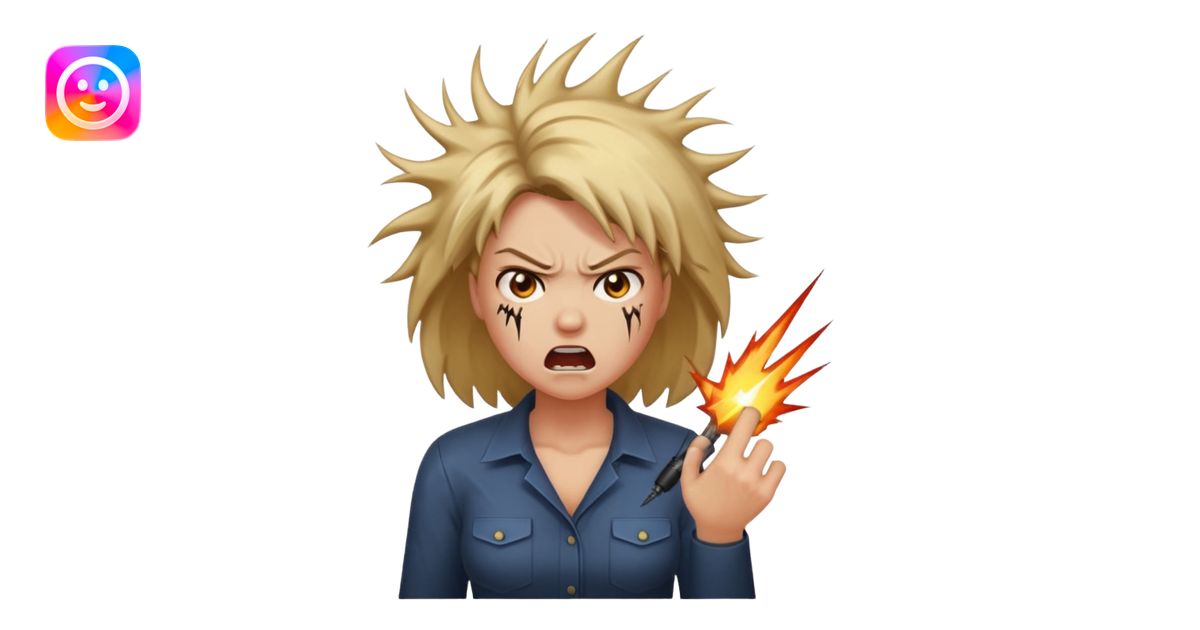 angry electrocuted woman emoji | AI Emoji Generator