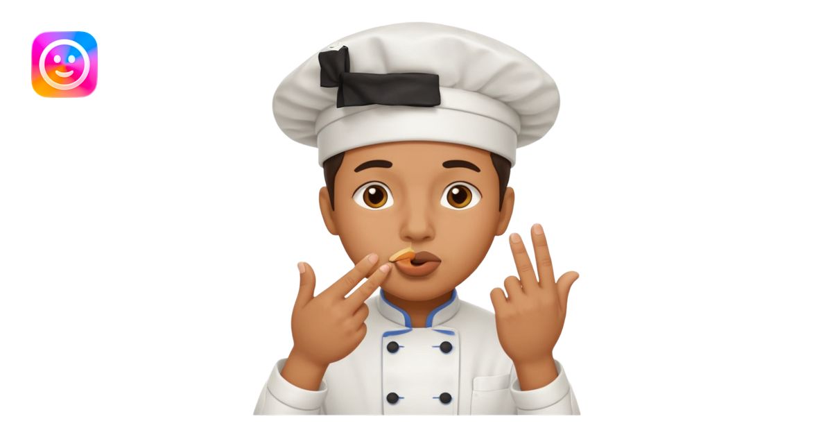 Chef with pinched fingers and kissing lips emoji emoji | AI Emoji Generator