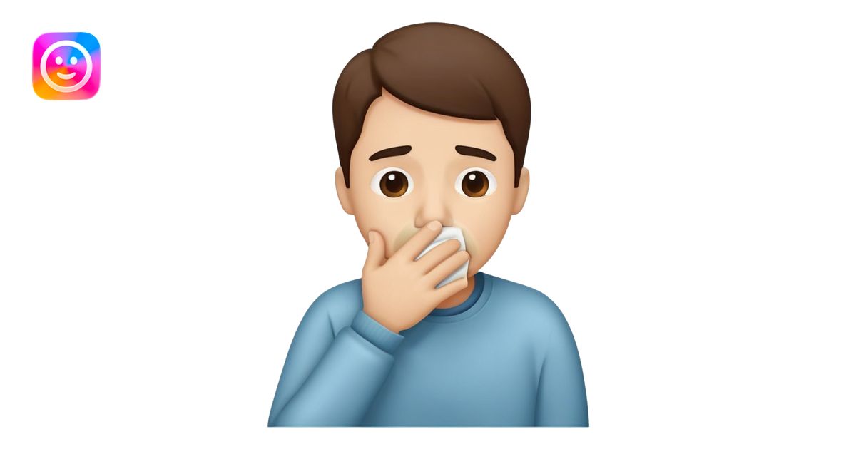 person covering their mouth with their hand while coughing, simple and ...