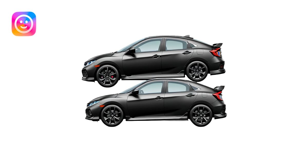 Make an emoji of a 2024 Honda civic sport with a black exterior with no ...