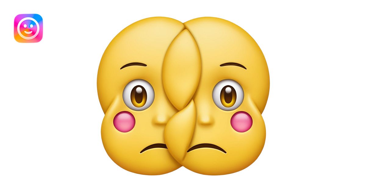 two emojis not happy stuck together no pink cheeks emoji | AI Emoji ...
