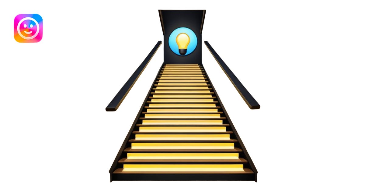 Lights up stairs 1 at floor looking down stairs emoji | AI Emoji Generator