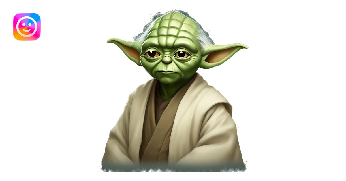 Maestro yoda, realista, a color, usando anteojos emoji | AI Emoji Generator