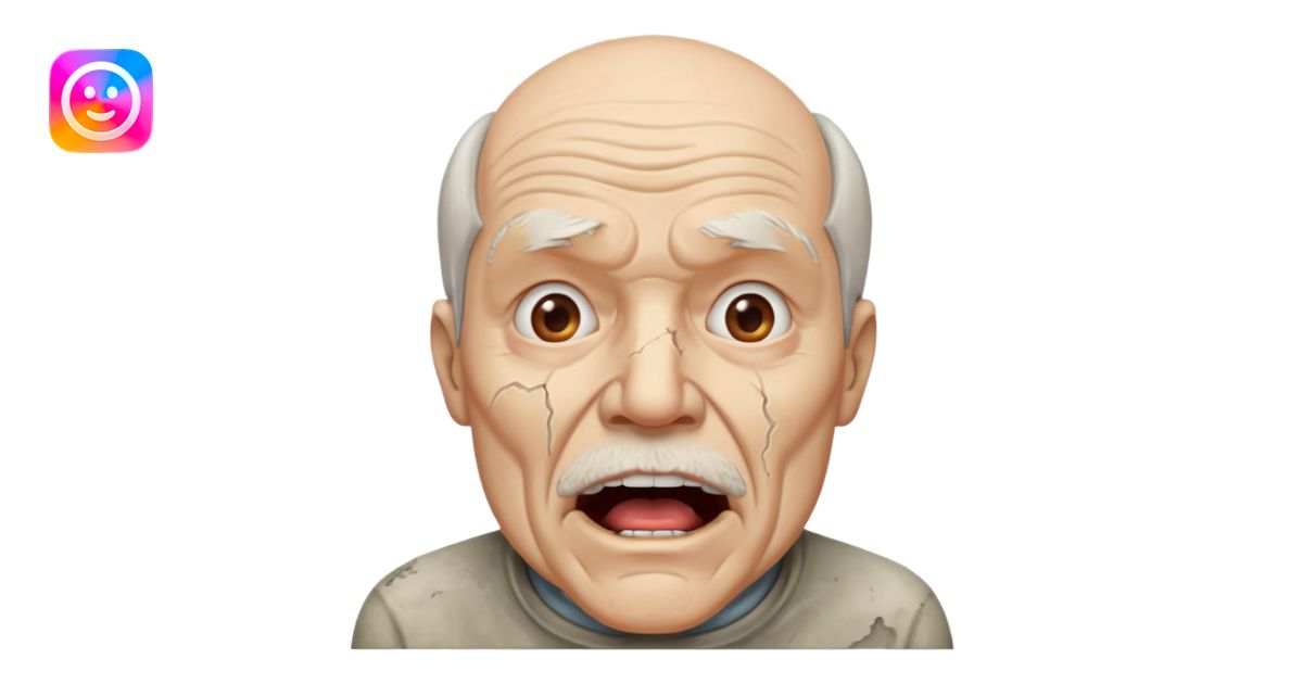 old white man with an open square mouth made of concrete emoji | AI ...