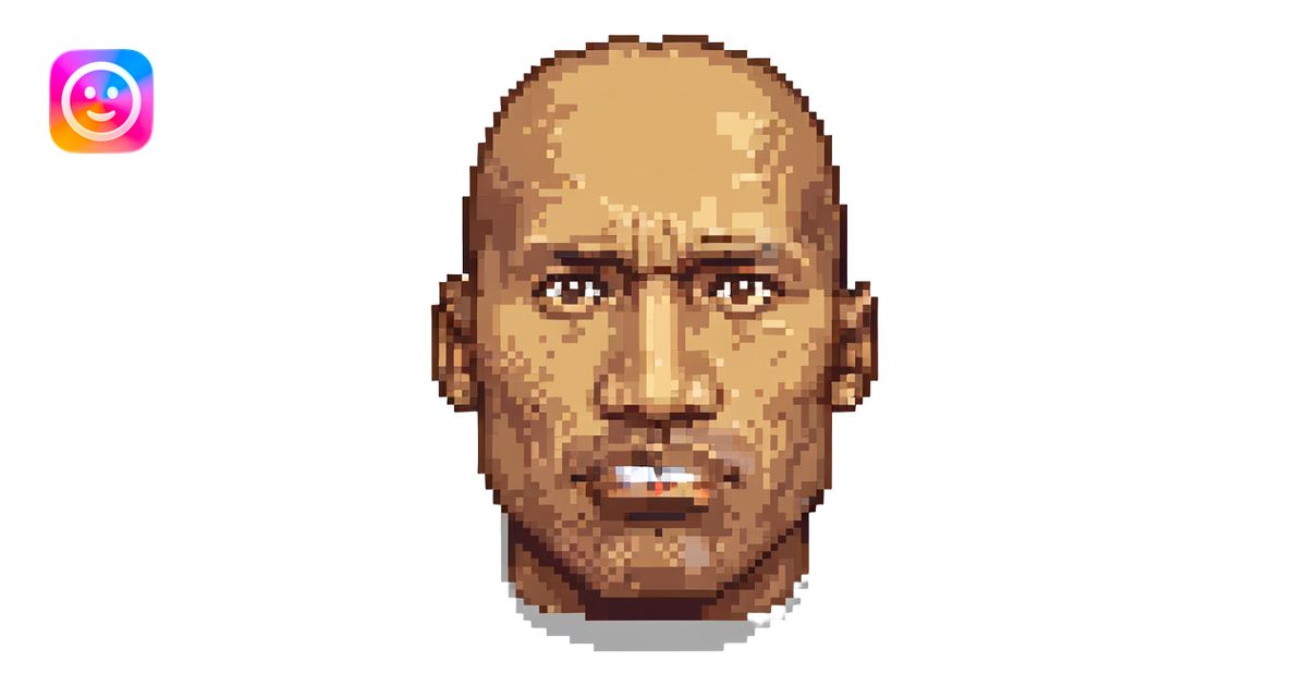 the rock meme, pixel art style, Dwayne Johnson's face with raised ...