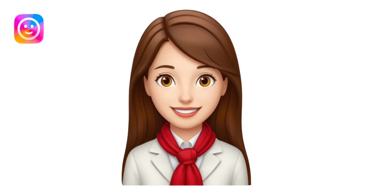 Female flight attendant, with red scarf, white shirt, long brown hair ...