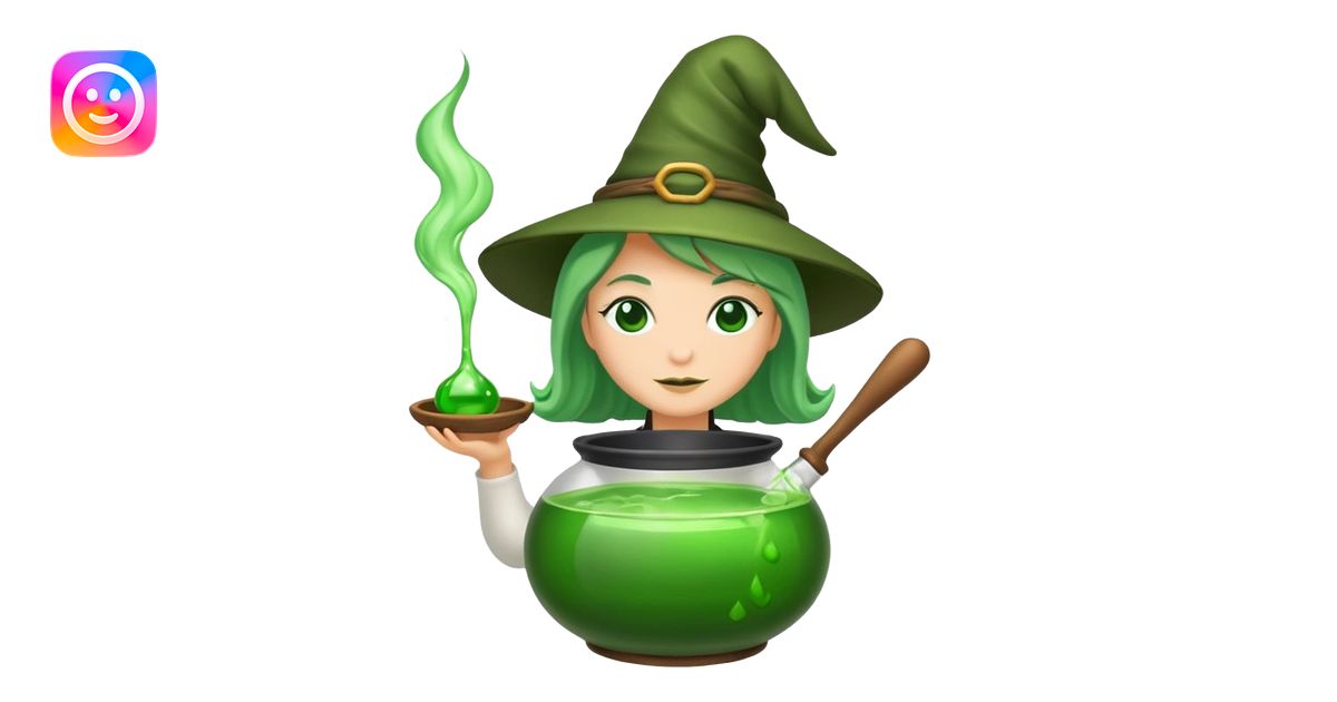 green witch cooking potion emoji | AI Emoji Generator