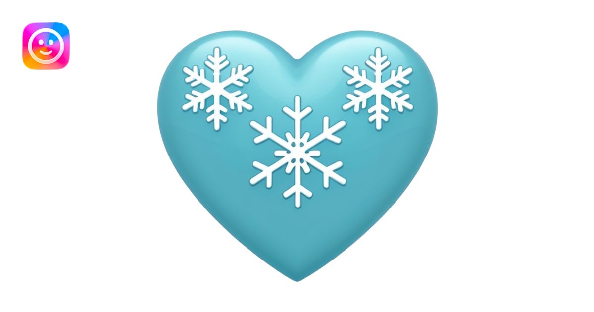 Cyan heart with white snowflake markings emoji | AI Emoji Generator