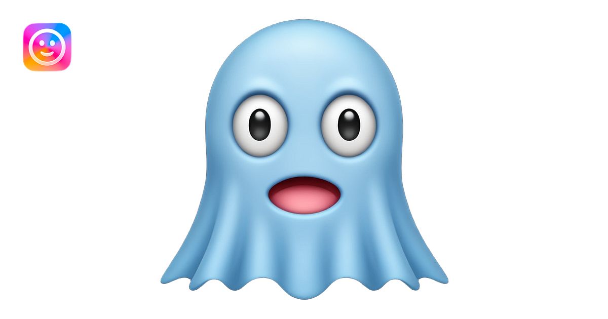 Sky Blue Pacman ghost character with big eyes emoji | AI Emoji Generator