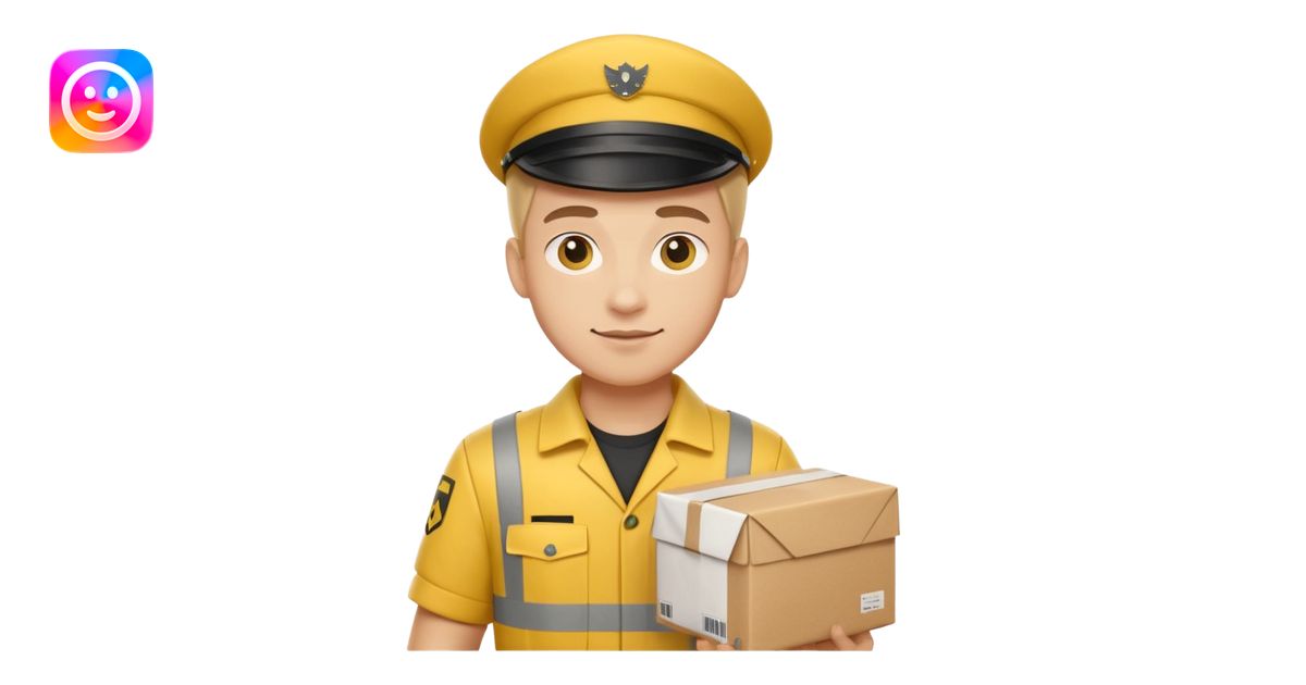 german delivery guy with yellow uniform and package emoji | AI Emoji ...