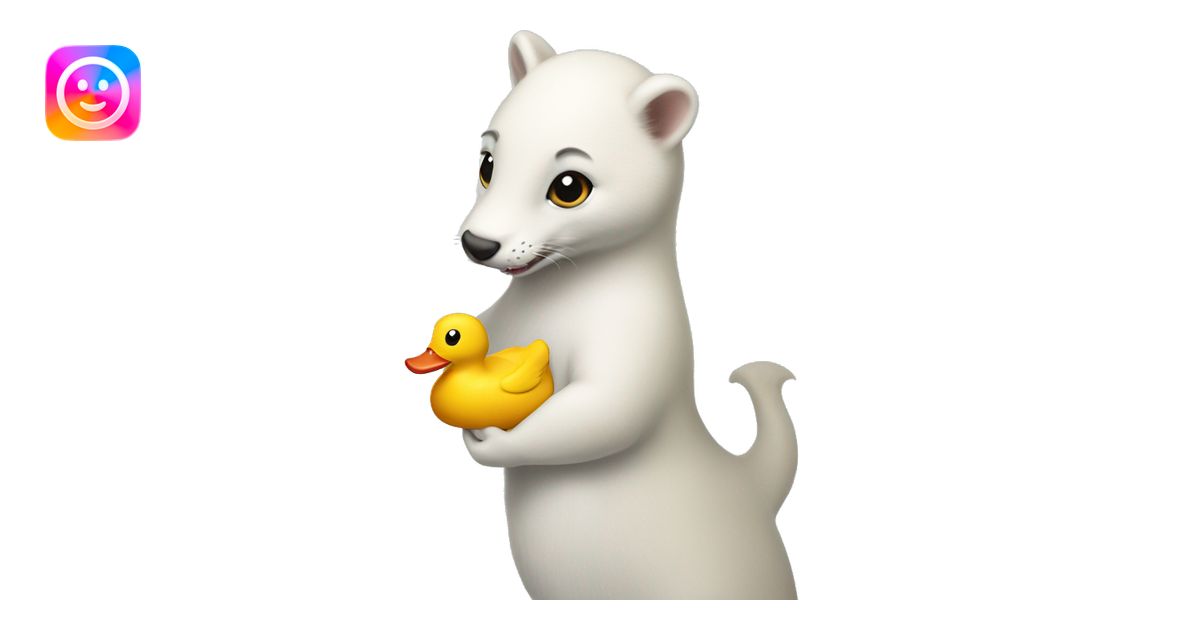 atonished ermine eating a rubber duck emoji | AI Emoji Generator