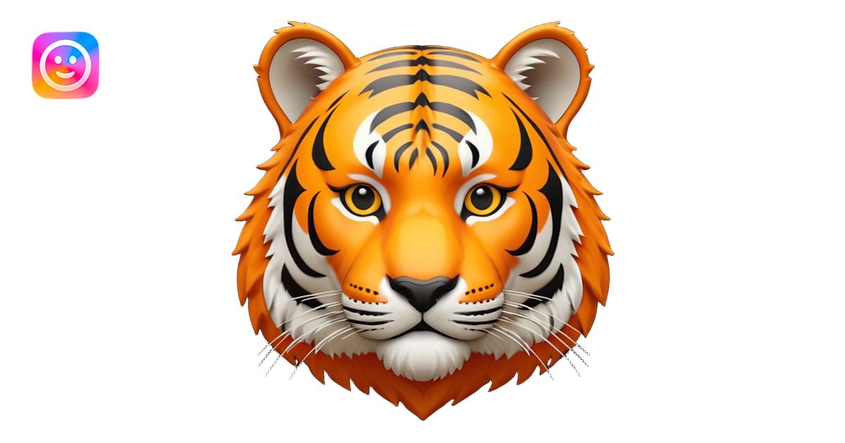 Create a highly polished, 3D game UI–style illustration of a TIGER HEAD ...