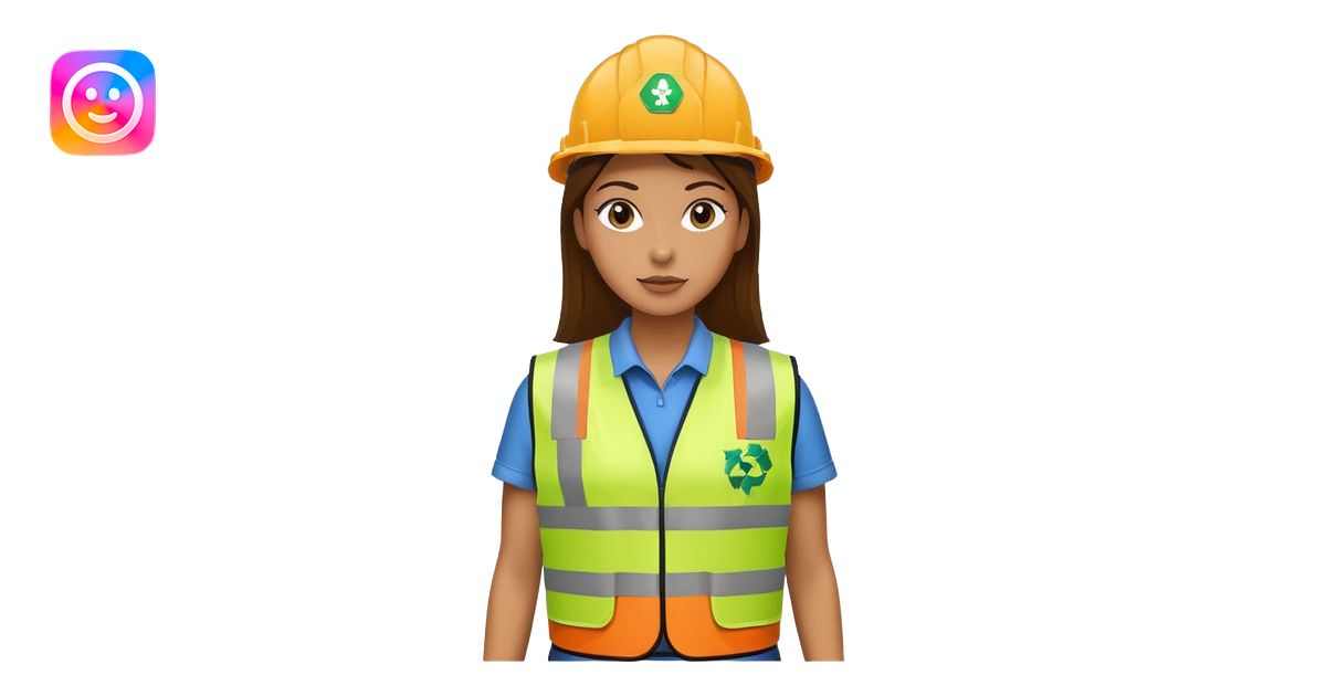 women, Waste Management, safety vest, trash picker emoji | AI Emoji ...