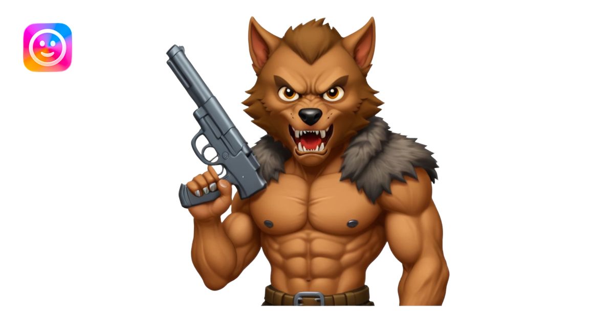 Werewolf with gun emoji | AI Emoji Generator