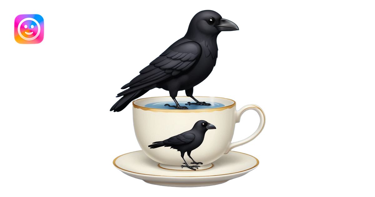 create a crow hoalding tea cup emoji | AI Emoji Generator