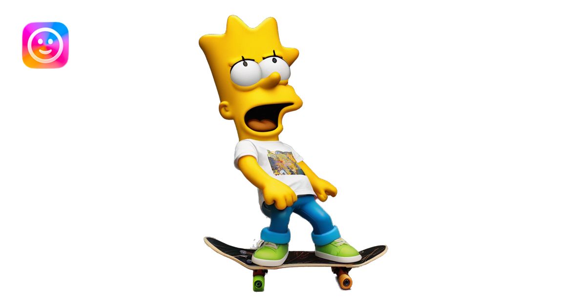 Bart Simpson, skateboard under his arm, poses in front of a graffiti ...