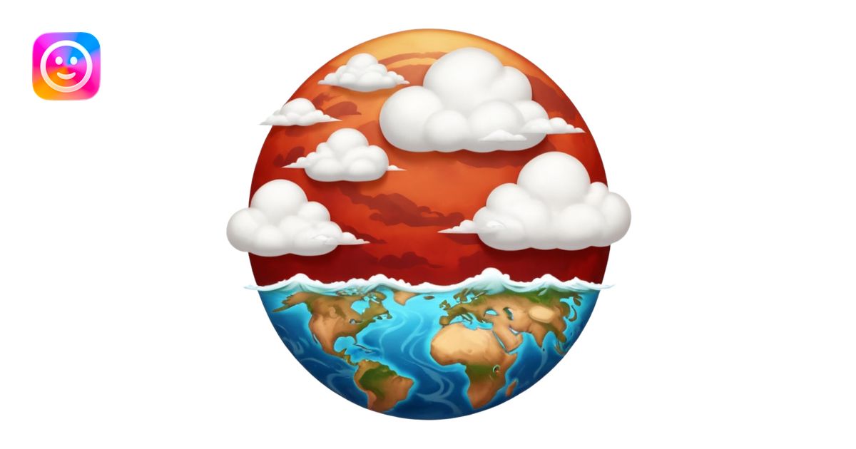 Planet Earth but ocean red land brown emoji | AI Emoji Generator