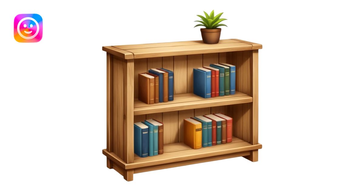 A small light wooden table bookshelf storage emoji | AI Emoji Generator