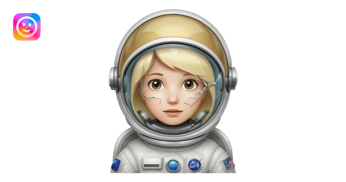 astronaut woman with cracked glass helmet emoji | AI Emoji Generator