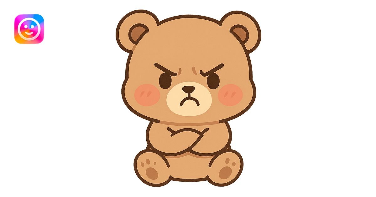 Chibi Bear Pout (angry but cute) emoji | AI Emoji Generator