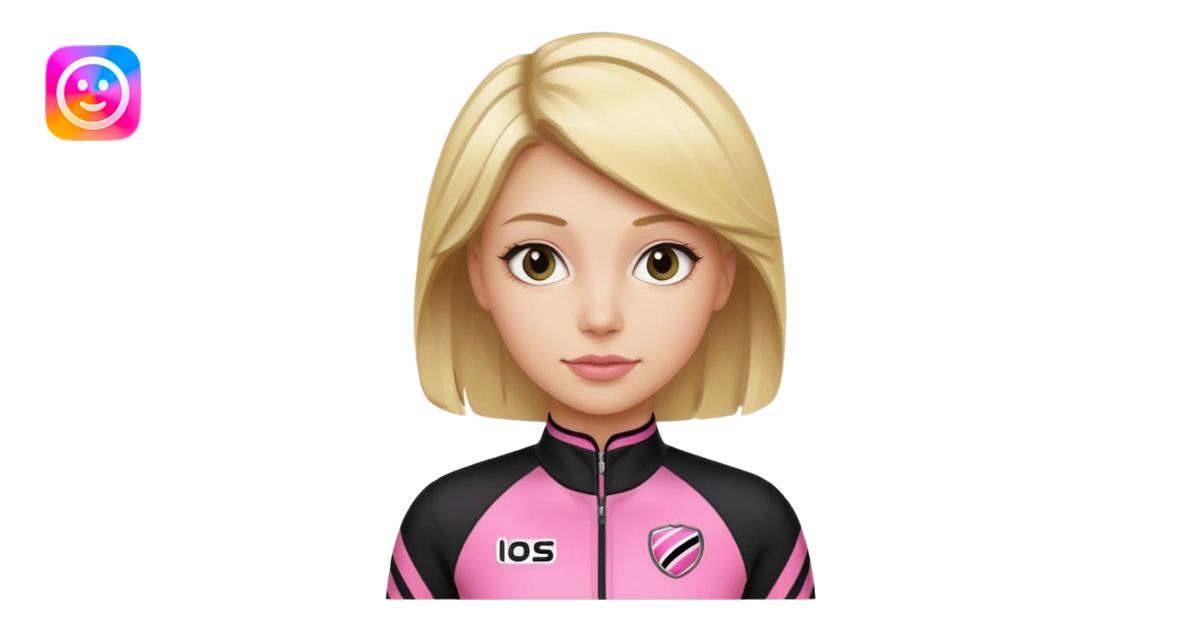 blonde woman with black racing outfit with pink strips emoji | AI Emoji ...