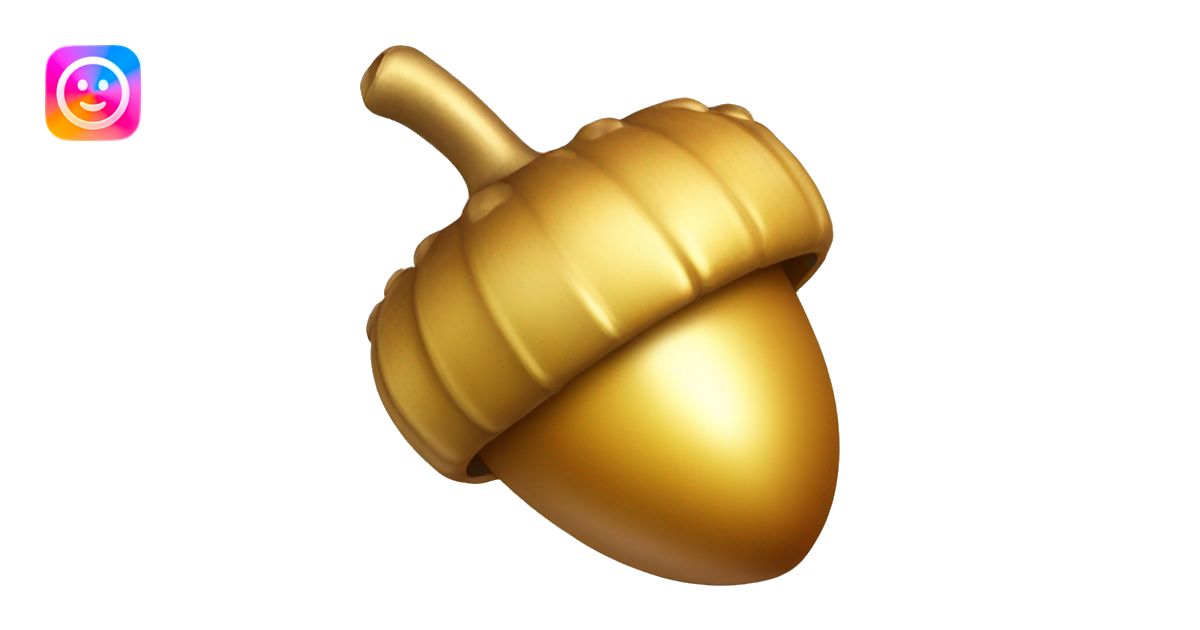 shiny gold Acorn with stem emoji | AI Emoji Generator