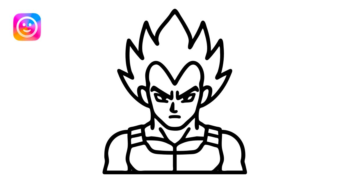 Vegeta in Ultra Ego form, icon style, focused expression, stylized hair ...