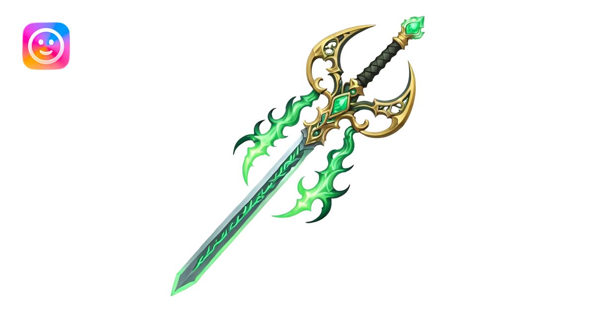 magical greatsword with a Eldritch green fire powers in it emoji | AI ...